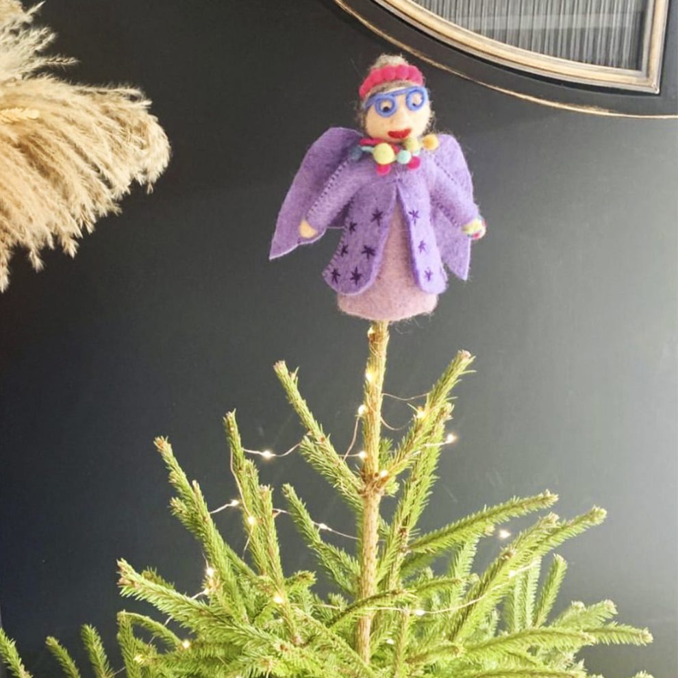 Christmas Fairy Tree Topper, Handmade Needle Felted Fairy